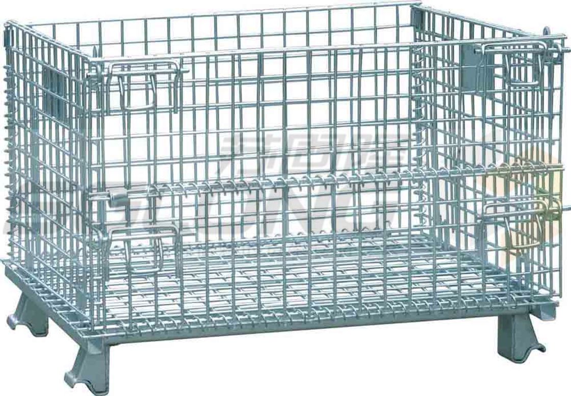 Customized Foldable Wire Container Storage Cages , Rolling Storage Cage