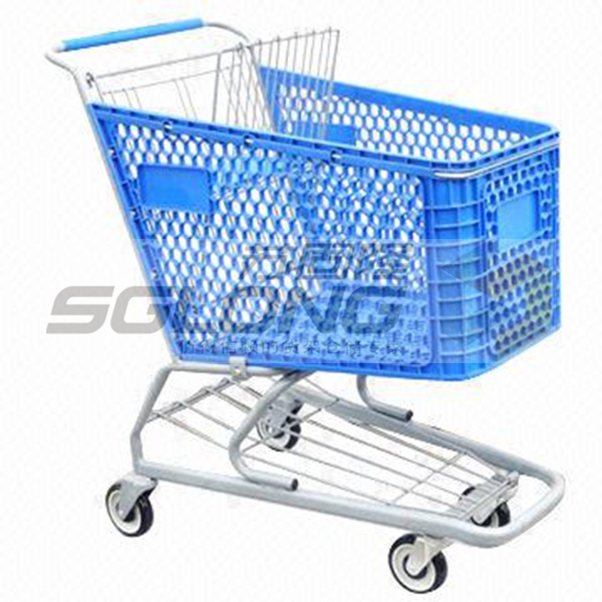 125mm Caster Supermarket Shopping Cart Plastic Grocery Carts 20Kg Unit ...