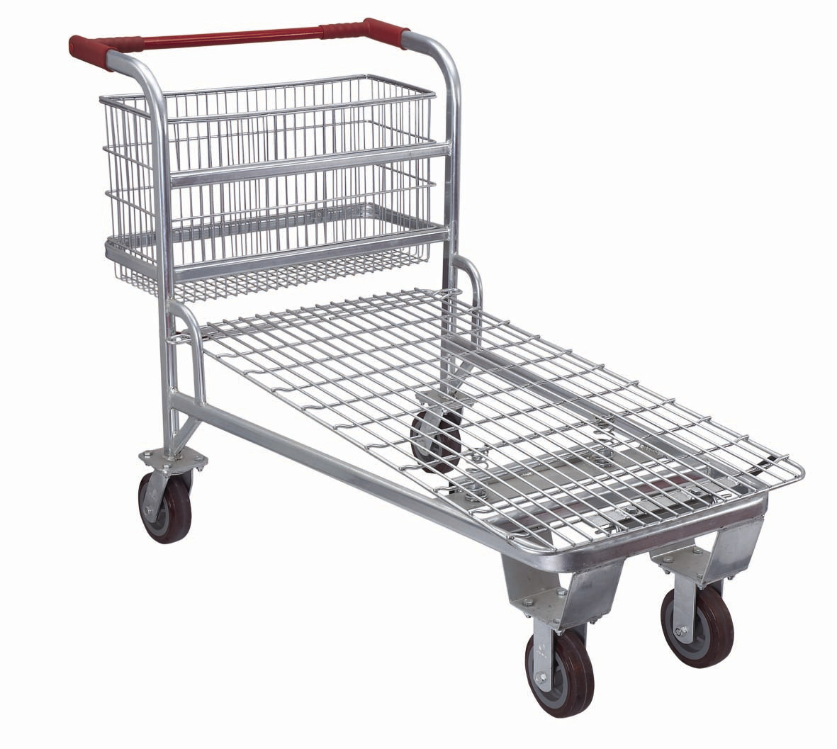 Supermarket Shopping Trolley ,Retail Logistics Trolley With Zinc Plated ...
