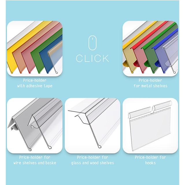 Supermarket Retail Plastic PVC Acrylic Price Tag Holder For Shelves