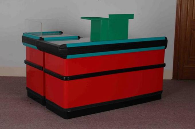 Steel Plastic Material Supermarket Cashier Counter , Retail Check Out ...